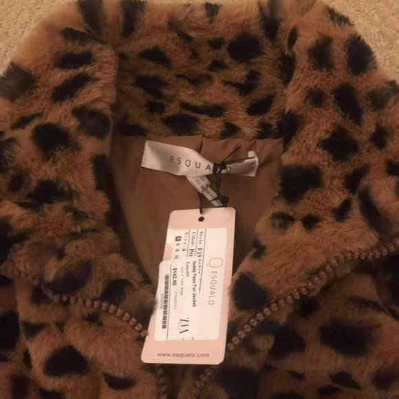 ESQUALO | Jackets & Coats | Nwt Esqualo Leopard Size 4 Bomber Faux Fur ...